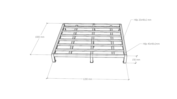 Pallet inox kích thước 1200x1000x150 mm