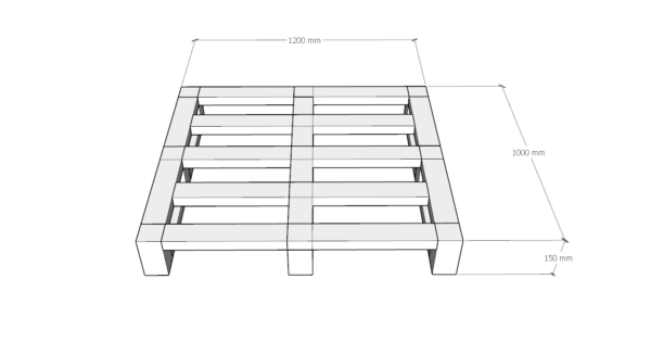 Pallet inox kích thước 1200x1000x150 mm